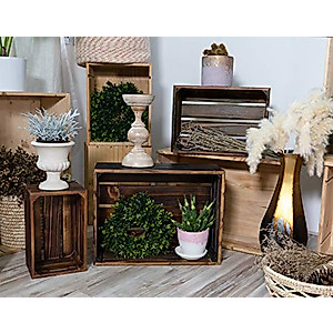 EZDC Set of 3 Nesting Wooden Crates, 16 x 12” Wall Mounted Wooden Basket, Storage Crates, Wooden Crate Box for Storage, Display Risers, Decoration