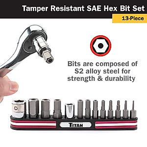 Titan 16135 13-Piece Tamper Resistant SAE Hex Bit Set