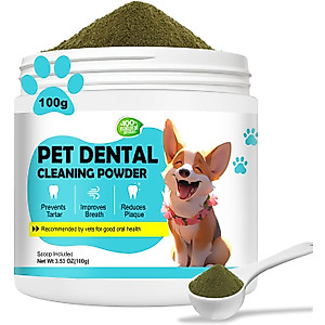 Dog Teeth Cleaning Powder, All Age Dogs Dental Tooth Cleaner Powder, Dog Bad Breath Eliminator Pet Dental Powder for Dogs Cleaning Teeth Tartar Plaque Remover Powdered Dog Products