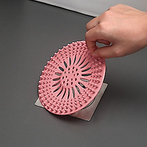 Shower Drain Hair Catcher, Durable Silicone Hair Stopper Easy to Install and Clean for Bathroom Bathtub and Kitchen Pink, 13*13*1cm, AZ-P071-US1189777GJIPBBE