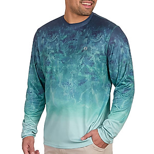 The American Outdoorsman Men's Lightweight UPF 50+ UV Sun Protection Outdoor Long Sleeve Quick Dry Graphic Shirt (Open Sea, XXL)