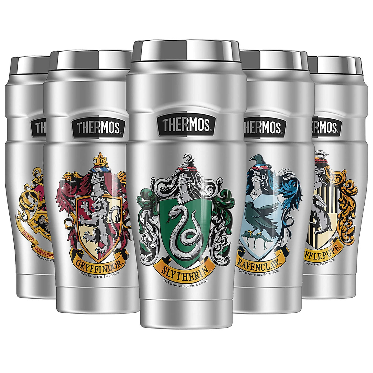 Harry Potter Slytherin House Crest, THERMOS STAINLESS KING Stainless Steel Travel Tumbler, Vacuum insulated & Double Wall, 16oz