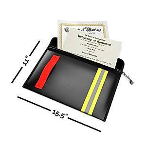 Alorva Fireproof & Water-Resistant Document Bag – 15.5 x 11 x 3-inch Pouch for Legal Documents & Valuables - Double-Layered Zippered Protection – Firefighter Designed (Black)