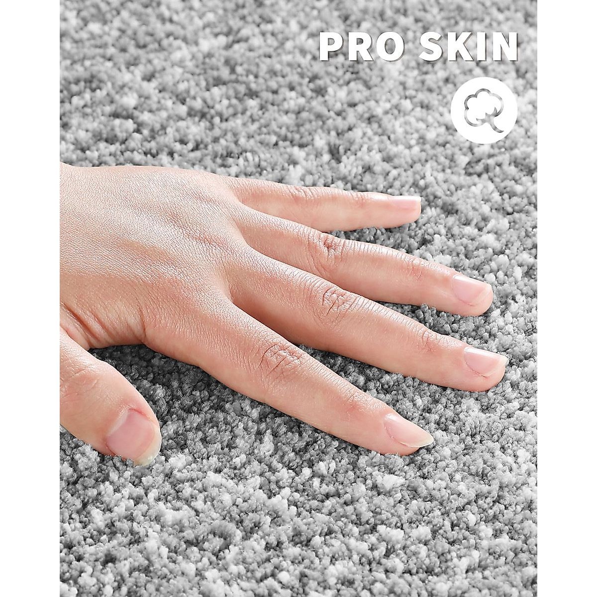 Yimobra Bathroom Rugs Mat, Extra Soft Comfortable Bath Rugs, Non-Slip, Water Absorbent and Thick Bathroom Floor Mats, Machine Washine, Shaggy Rugs for Shower Bathtubs, 24" x 17", Grey&White