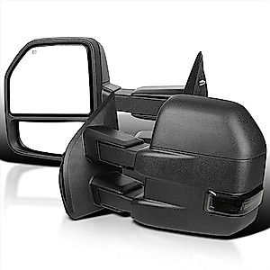 Spec-D Tuning Power Heated Tow Mirrors+Smoke LED Signal+Puddle 22Pin & 8Pin Compatible with Ford F150 2015-2018