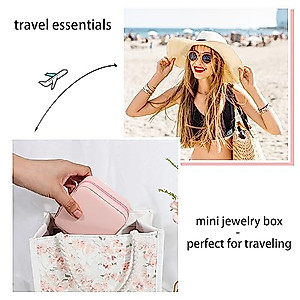 batifine Travel Jewelry Box, Small Travel Jewelry Organizer, Portable Jewelry Box Travel Mini Storage Organizer Portable Display Storage Box For Rings Earrings Necklaces Gifts (Pink)