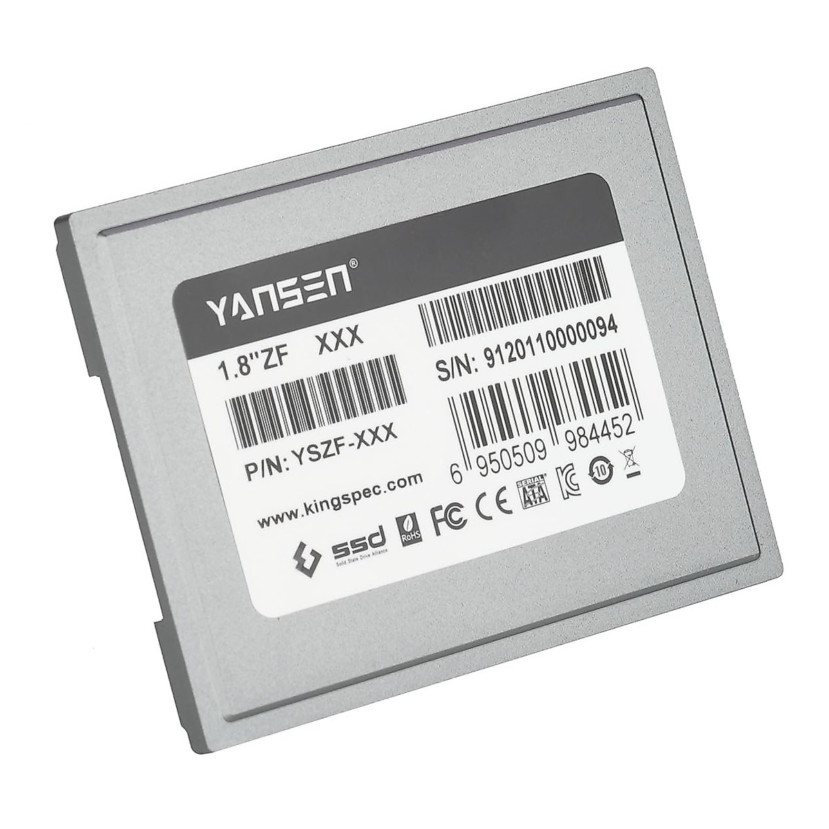 KingSpec Yansen 128GB 1.8" ZIF 40pin SSD Solid State Disk SM2236 Controller Compatible with Compact PC, Old Laptop and Media Player