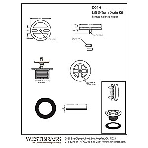 Westbrass D94H-12 1-1/2" NPSM Coarse Thread Twist & Close Bathtub Drain with Illusionary No-Hole Overflow Faceplate, Oil Rubbed Bronze