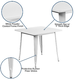 Flash Furniture Felix Commercial Grade 31.5" Square White Metal Indoor-Outdoor Table