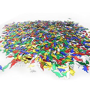 Dinosaur Metallic Confetti (75 Grams 5,250 Pieces) T-Rex Brontosaurus Jungle Foil Jurassic Dino Glitter for Kids and Children Birthday Party, Arts & Crafts by JPACO