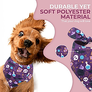 LunaMarie - Luxury Pet Birthday Bandanas -Premium & Silky Poly Fabric | 100% Handmade | Custom Shape Dual Layered (Bewitched, Large)