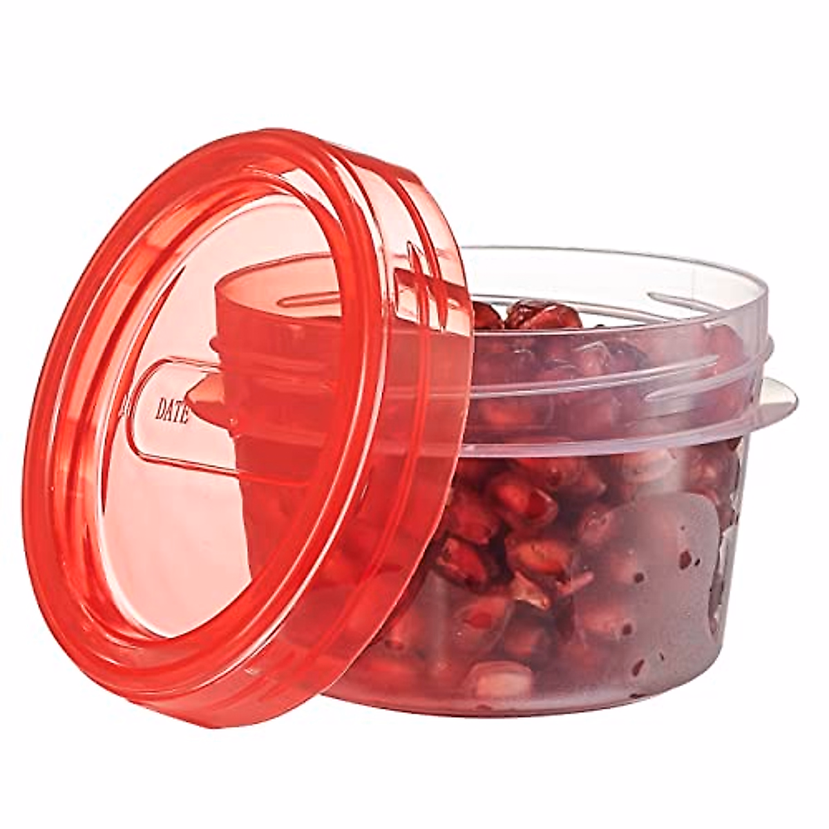 PLASTICPRO 6 Pack Twist Cap Food Storage Containers with Red Screw on Lid- 4 oz Reusable Meal Prep Containers - Small Freezer Containers Microwave Safe Red Plastic Food Storage