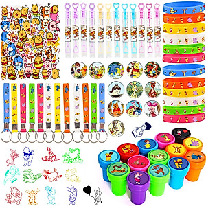 Generic 124PCS Bear Baby Shower Party Favor Supplies, Themed Birthday Decorations Including 12 Bracelets, 12 Keychains, 12 Button Pins, 50 Stickers, 14 Stampers, 12 Bubble Wands and Stickers, Yellow