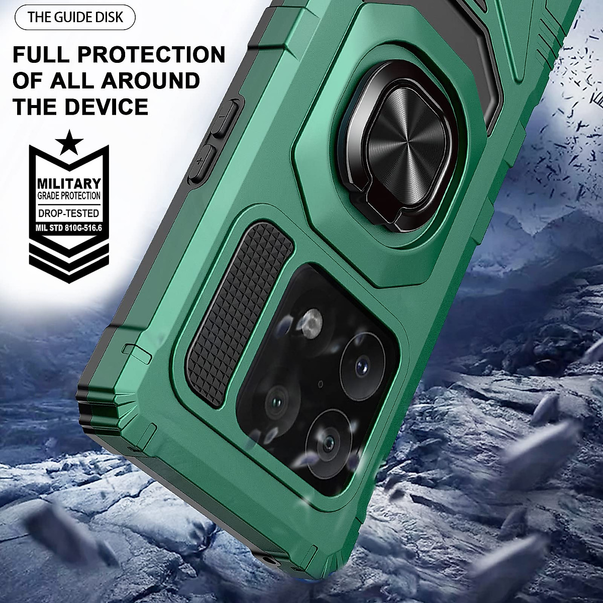 Ailiber Compatible with OnePlus 10 Pro Case, 1+ 10 Pro Case with Screen Protector, Ring Kickstand for Magnetic Car Mount, Heavy Duty Shockproof Protective Rugged Phone Cover for One Plus 10 Pro-Green