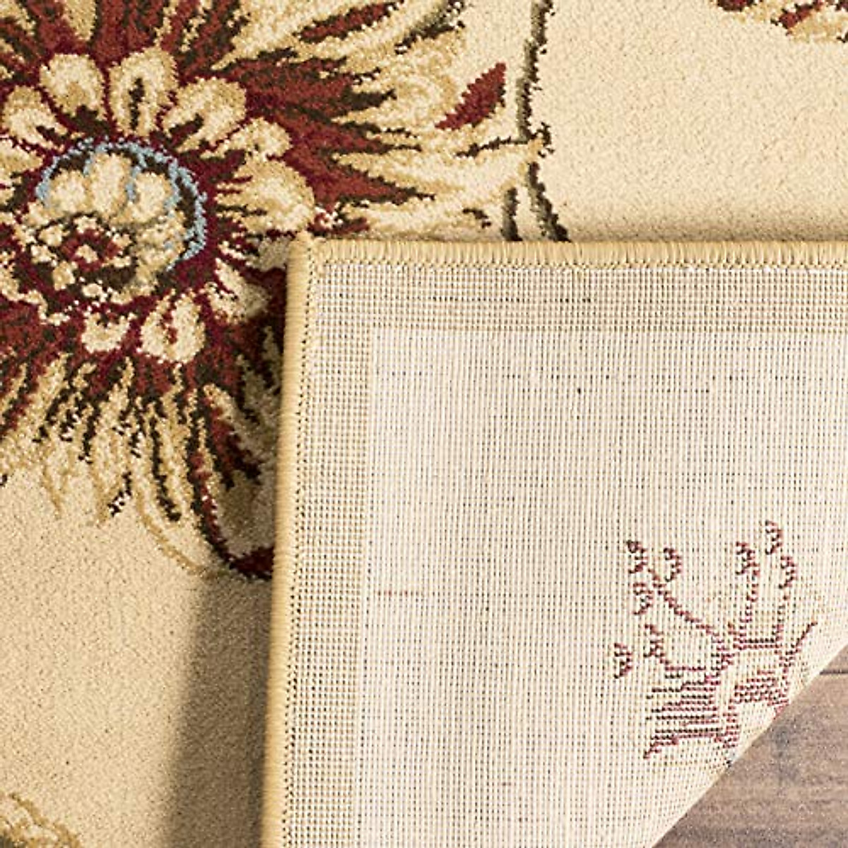 SAFAVIEH Lyndhurst Collection Area Rug - 8'9" x 12', Ivory & Multi, Traditional Floral Design, Non-Shedding & Easy Care, Ideal for High Traffic Areas in Living Room, Bedroom (LNH552-1291)