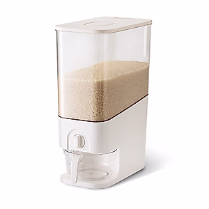 LivLab 22-25lbs Rice Dispenser, 10.5 Qt/10L/25 lbs Grain Storage Container with Measuring Cup Cereal Dispenser Cereal Bucket for Kitchen Pantry Organization