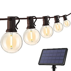 Mlambert Solar String Light Outdoor 30ft, ShatterProof Lights with 4 Modes, 15+1Bulbs, Waterproof LED Global Lights for Garden, Backyard, Porch, Black