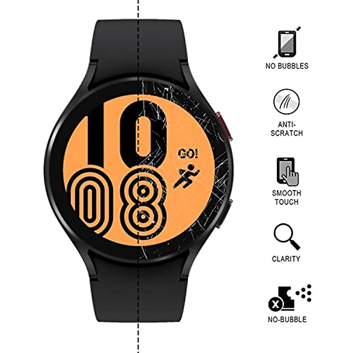 T Tersely (3 Pack Screen Protector for Samsung Galaxy Watch 7/6/5/4 (44MM), 9H Hardness Tempered Glass Film Guard for Samsung Galaxy Watch