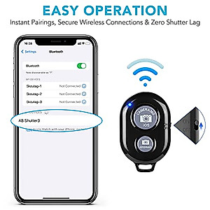 2 Pack Wireless Camera Remote Control - Wireless Remote for iPhone & Android Phones iPad iPod Tablet, Clicker for Photos & Videos - Blue&Pink