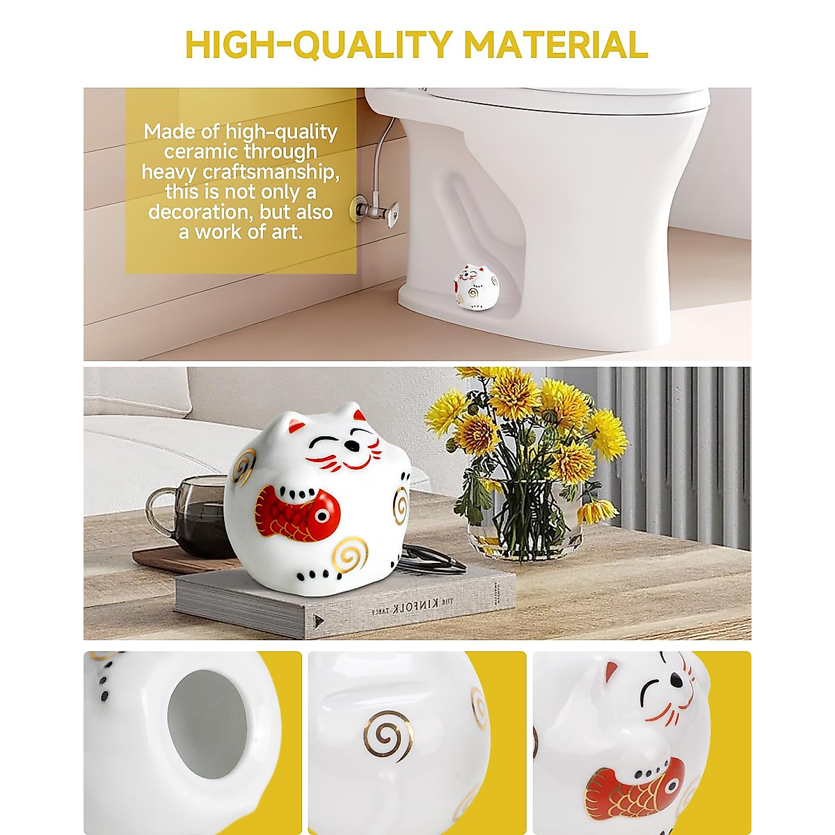 Toilet base bolt caps decorative ornaments ceramic toilet bolt covers bathroom decoration cat toilet bolt covers fun cat themed gadgets floor bolt replacement parts