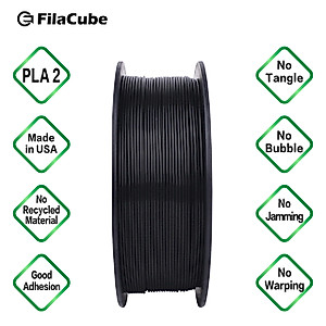 2 Rolls of Black PLA 1.75 Filament - FilaCube PLA 2 1.75mm 3D Printer Filament Plastic Supply Compatible with FDM Printing Ender monoprice prusa cr 10 10s anet creality anycubic anet makerbot