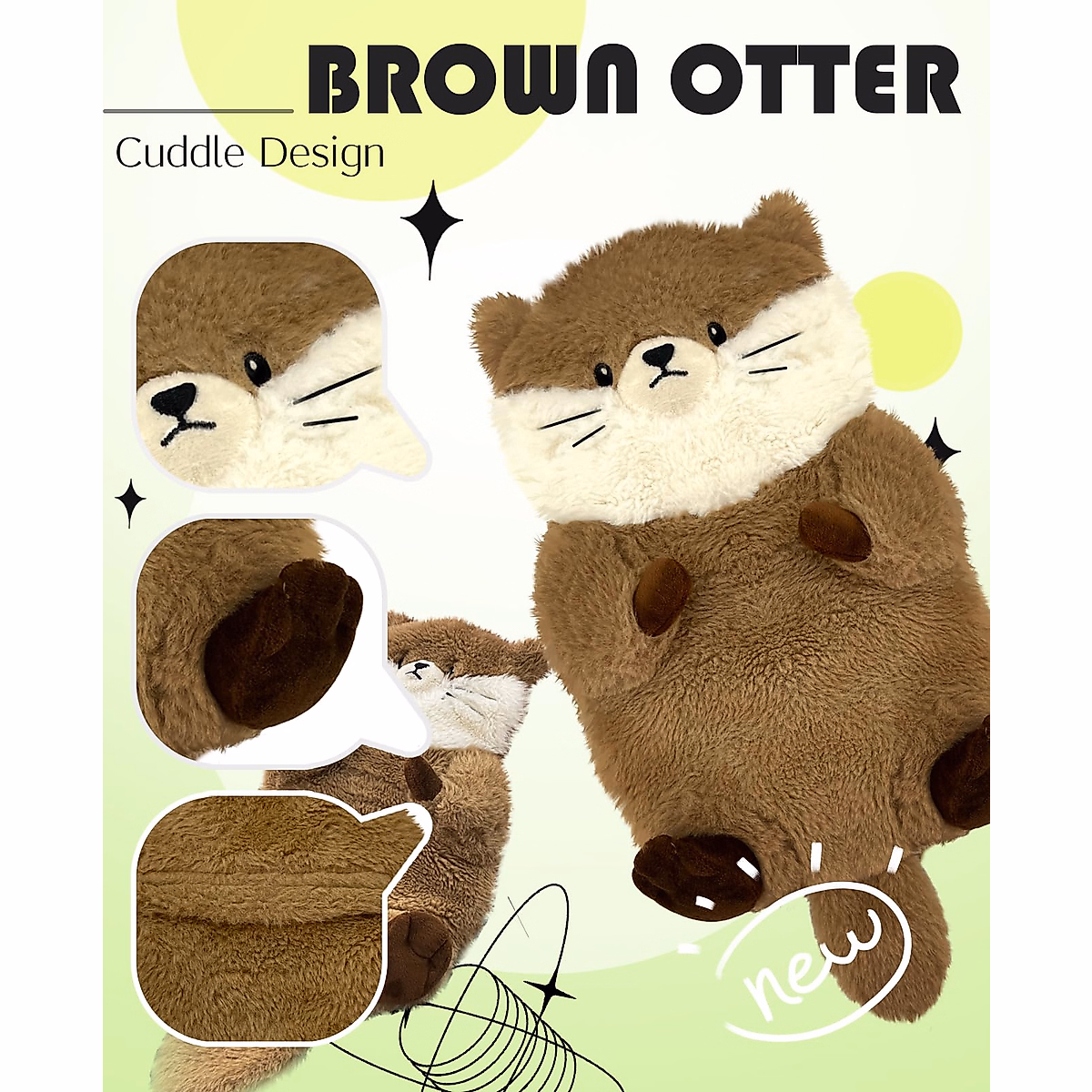 COMOIL Otter Microwave Heating Pad,Removable Weighted Heated Stuffed Animal,15"*8"Adorable Soft Short Plush Heat Pack for Relief