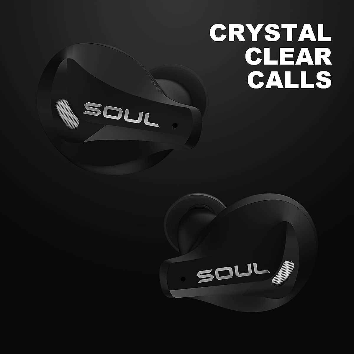 New Soul Emotion PRO Wireless Bluetooth Earbuds - Hybrid Active Noise Cancelling ENC in-Ear Headphones with Wireless Charging Case for Music and Calls - Superior Sound Quality and Comfort - Black