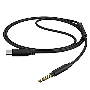GEEKRIA QuickFit USB-C Digital to Audio Cable with Mic Compatible with Skullcandy Hesh Evo, Crusher Evo, Crusher Cable, Type-C Aux Audio Cord for Pixel 6/5/4a, S20+, Note 10/20 (4 ft / 1.2 m)