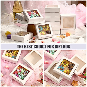 Zonon 30 Pcs Soap Boxes for Homemade Soap Boxes Packaging Small Gift Box Mini Kraft Treat Boxes with Window Present Packaging Box for Bakery Candy Soap Making,4.13 x 4.13 x 1.18 Inch (White)