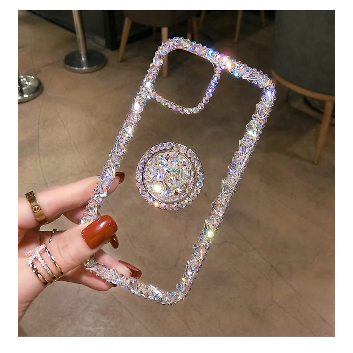 redecarie for Galaxy Note 10 Plus Case,Luxury Bling Glitter Diamond Ring Holder Kickstand Sparkle Crystal Rhinestone Women Girls Kids Clear Protective Phone Cover for Samsung Galaxy Note 10 Plus
