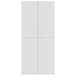 HOMIUSE Shoe Cabinet Storage File Rack Organizer for Filing Kitchen Bathroom Toilet Pantry Corner Home Holder Shelf Outdoor Indoor Wall Garage Lock White 31.5"x15.4"x70.1" Chipboard