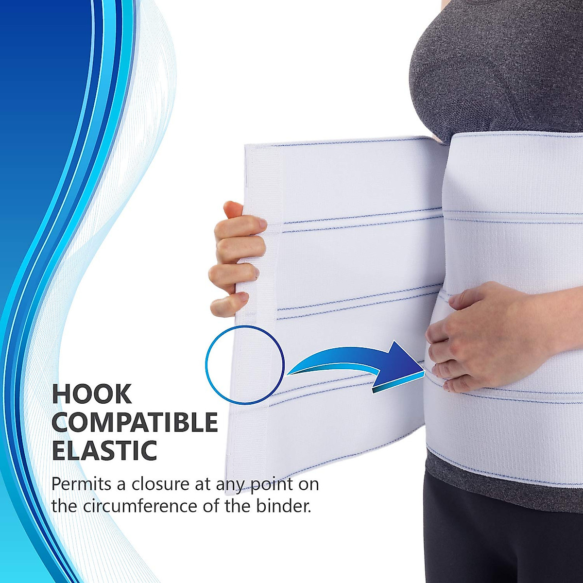 NYOrtho Abdominal Binder Lower Waist Support Belt - Compression Wrap for Men and Women MADE IN USA (45" - 60") 4 Panel - 12"