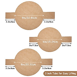 120 Pieces Precut Circle Cake Pan Liners Round Parchment Paper Non-stick Parchment Paper with Lift Tabs for Baking (Brown)