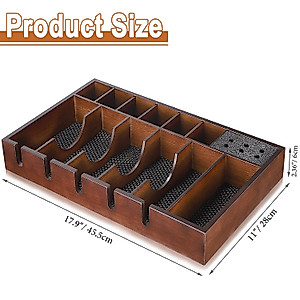 Noverlife Wooden Barber Clipper Tray, Anti-slip Hairdresser Clipper Organizer, Wood Barber Table Collector, Professional Hair Trimmer Holder, Cosmetic Container Razor Tool Case Box with 5 Slots