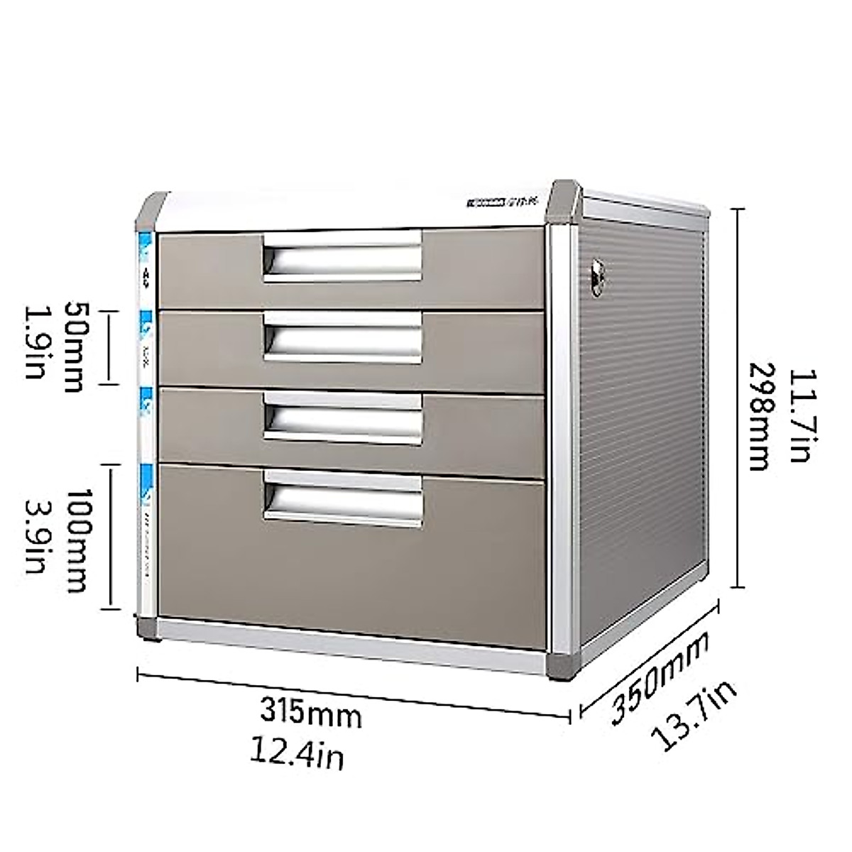 YUZDNM Desktop File Cabinet - Desktop Storage Box with Drawers, Aluminum Alloy Drawer Organizer, with Lockable Drawers Flat File Cabinet, Cosmetic Storage/Medicine Storage Box (Size : 4 Layer)