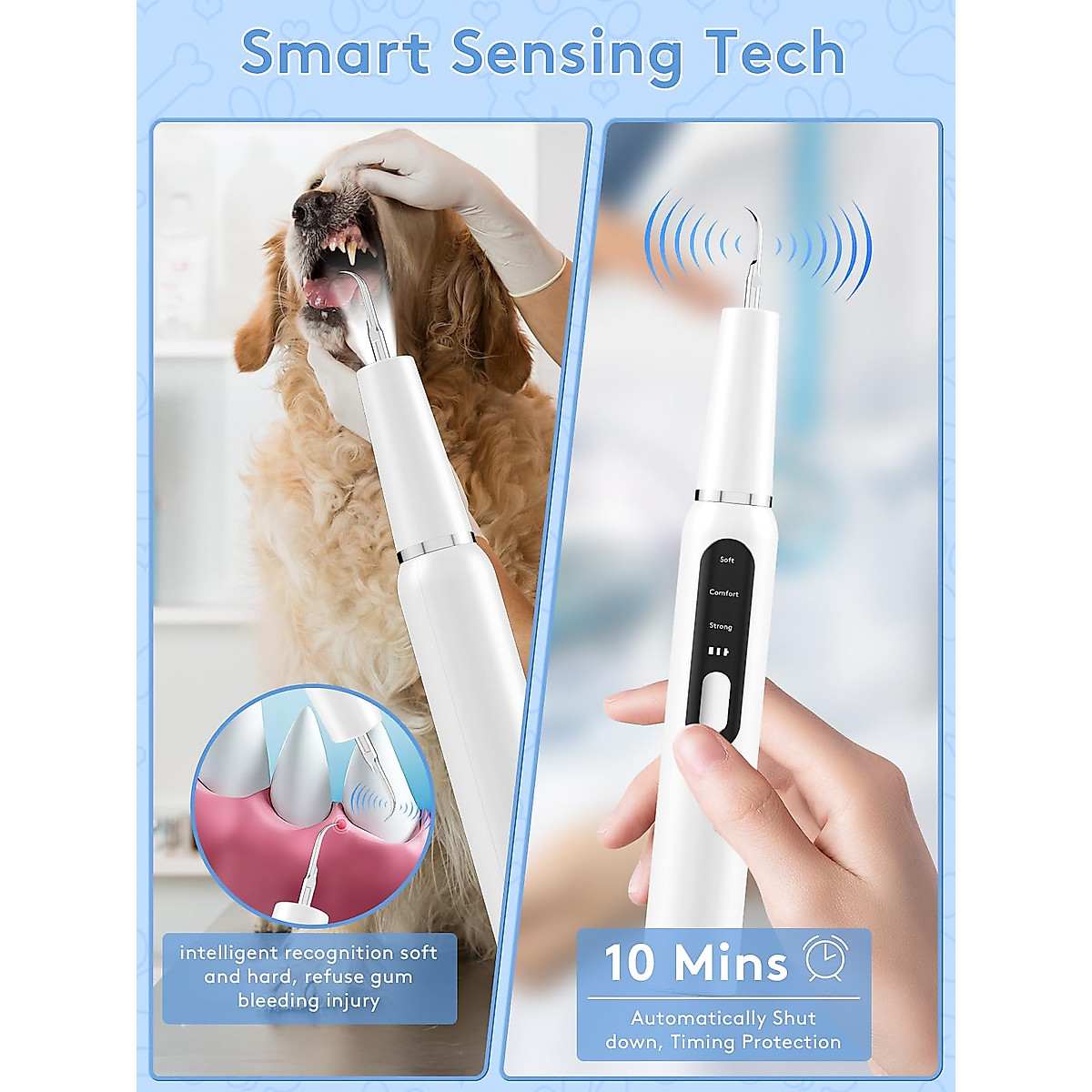 Vodi Mosa Dog Tooth Brushing Kit - Dog Tartar Remover for Teeth Dog Plaque Remover Teeth Cleaning Kit Pet Electric Toothbrush Teeth Cleaner for Dog, Cat