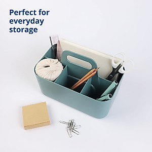 BLUE GINKGO Stackable Organizer Caddy – Korean-Made Portable Tote for Bathroom, Office, Crafts, or School Supplies (Rectangle, Green)