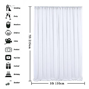 White Chiffon Sheer Backdrop Curtain for Wedding, Parties, White Arch Drapes for Backdrop Decoration,Wrinkle-Free 5ft x 7ft