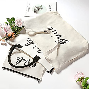 DHQH Bride to Be Tote Bag, Canvas Bride Shoulder Bag with Zipper, Bachelorette Engagament Bridal Shower Wedding Bride Gifts