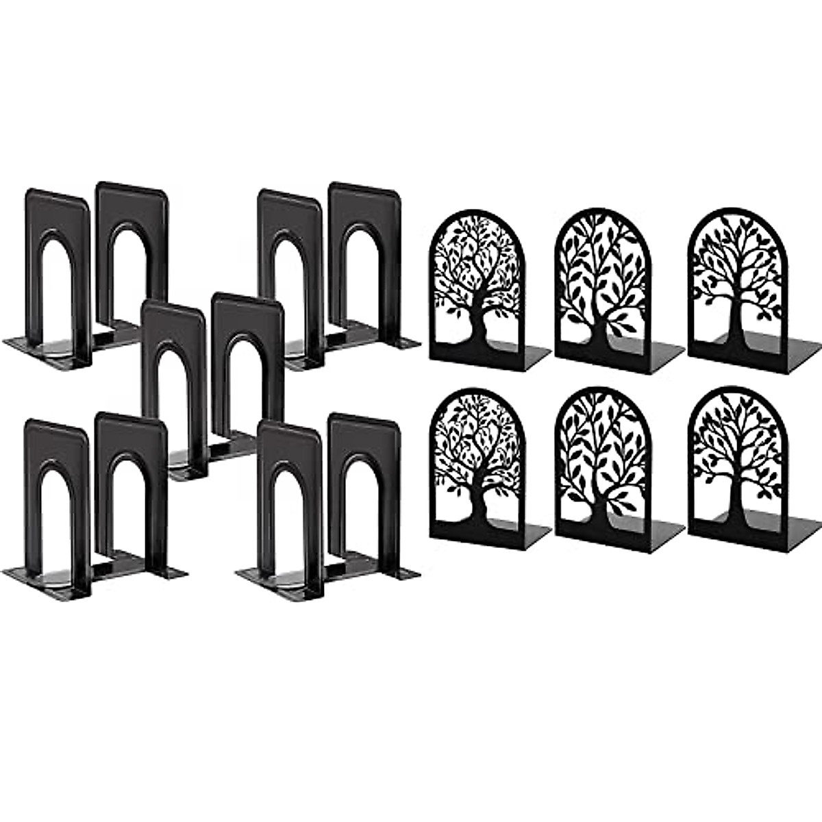 Bookends, Book Ends, Metal Bookends for Shelves, Tree Bookend Stopper for Heavy Books, Black Book Ends to Hold Books for Home Office