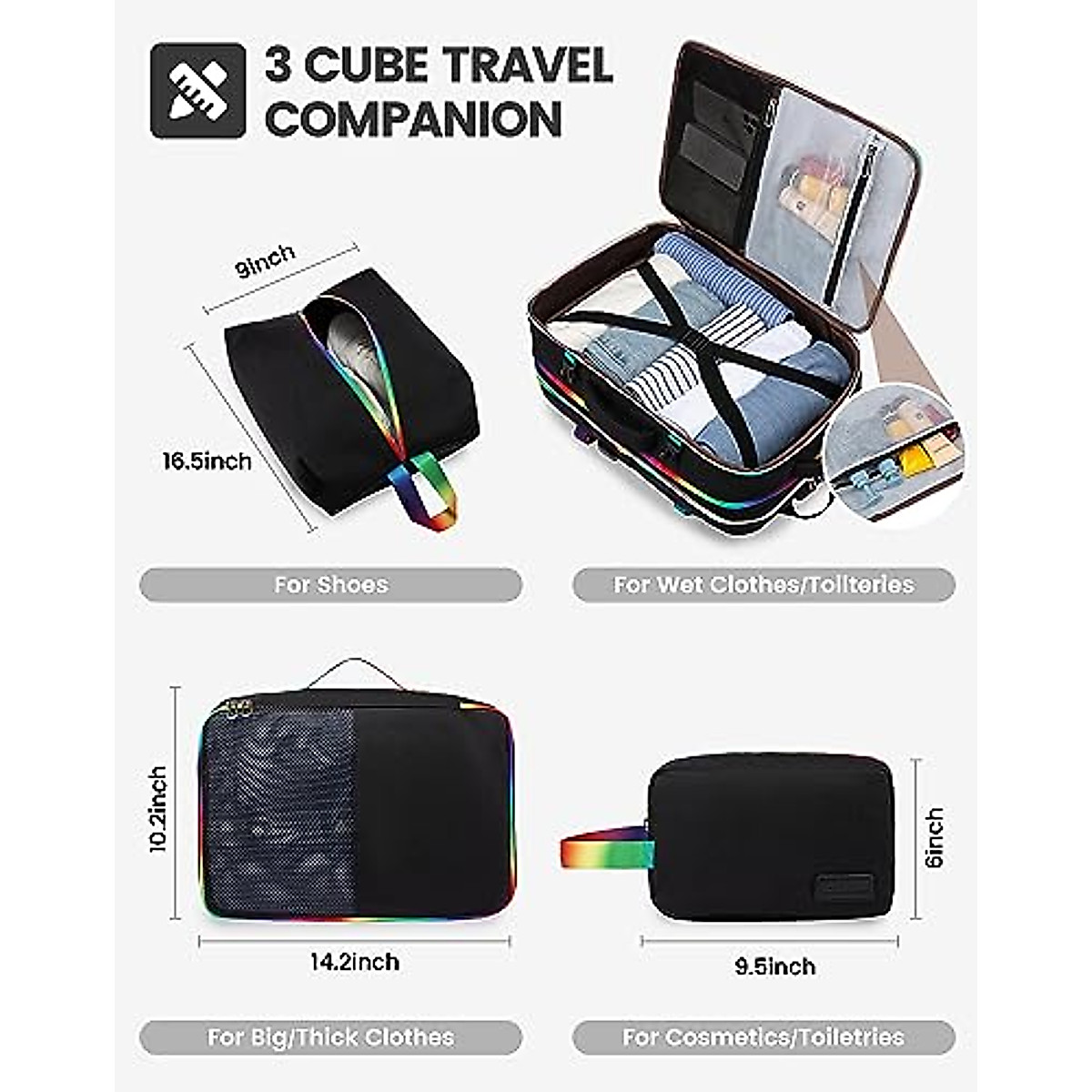 LOVEVOOK Travel Backpack for Men & Women, 40L Carry On Backpack Flight Approved, Expandable Anti-Theft Waterproof Backpack, Personal Item Bag with Laptop Compartment, USB Port, Black