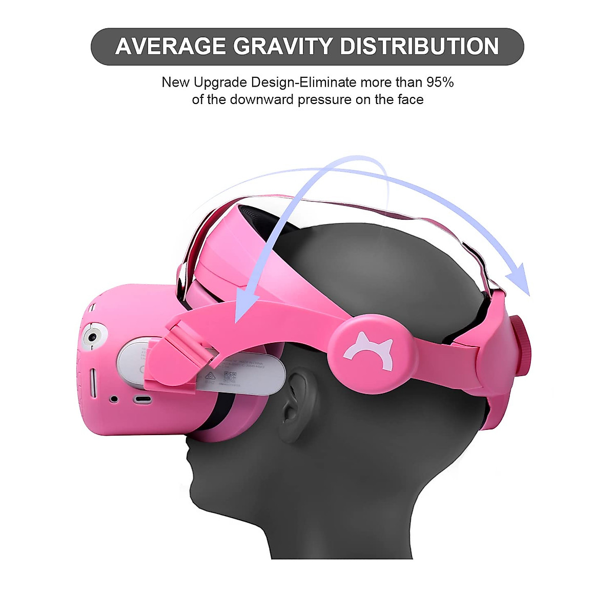 Barbie Pink 6 in 1 Set Head Strap for Oculus Quest 2 Accessories,MODJUEGO Adjustable Forehead Strap with Silicone Touch Controller Grip Cover, VR Face Cover and VR Shell Protector Cover Replacement
