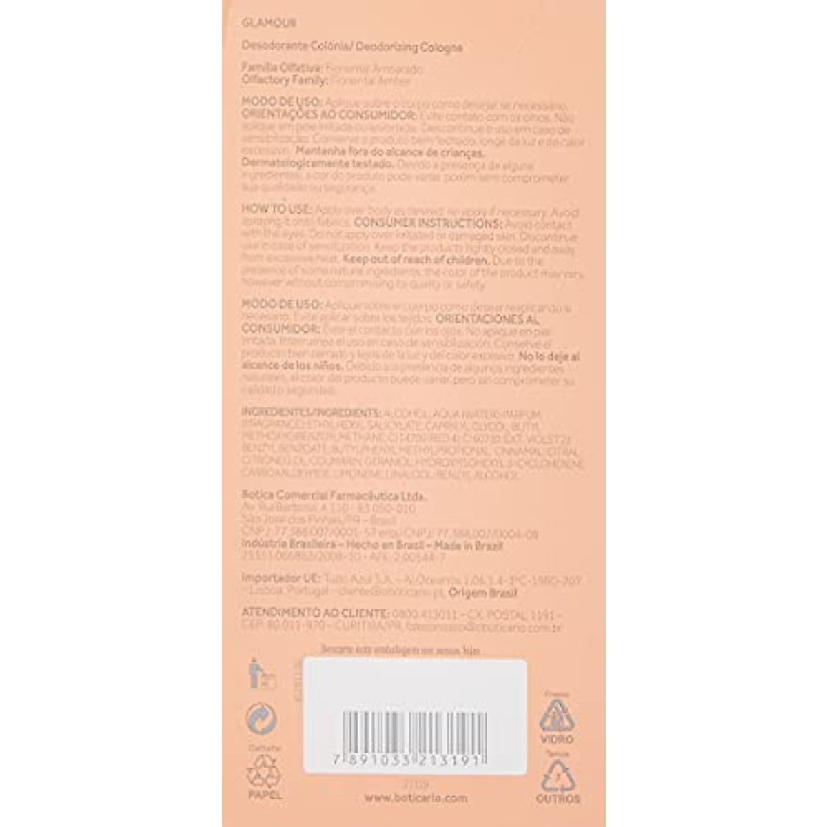 O Boticario Glamour EAU Toilette 75ml