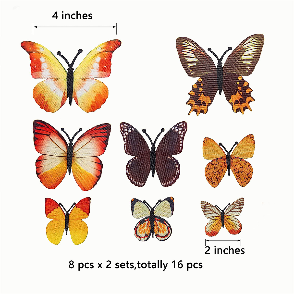 Cheerland 16pcs 3D Fall Theme Butterfly Wall Decor Removable Decal Mural Autumn Yellow Orange Butterflies Sticker for Kids Bedroom Nursery Classroom Party Decoration Wedding Decor DIY Gift
