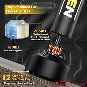 FITVEN Freestanding Punching Bag 70''-190lbs with Boxing Gloves Heavy Boxing Bag with Suction Cup Base for Adult Youth Kids - Men Stand Kickboxing Bag for Home Office