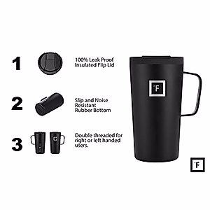 IRON °FLASK Grip Coffee Mug 2.0-24 Oz, Leak Proof, Vacuum Insulated Stainless Steel Bottle, Double Walled, Thermo Travel, Hot Cold, Water Metal Canteen - Cotton Candy