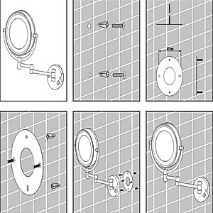 ESRADA Bathroom Mirror Makeup Mirror Extendable Single Side Bathroom Mirror 3X Magnification Folding Round Shape Cosmetic Vanity Mirror (Metal 8.5inch)