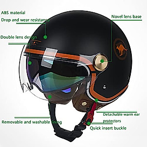 Retro Vespa Motorcycle Helmet ● with Cute Flower Pattern ● 3/4 Open-Face Woman Helmet ● DOT ECE Approved ● Men Street Lightweight Half Helmets ● Moped Cruiser Chopper Scooter Helmet