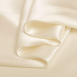Champagne 100% Pure Silk Solid Color Charmeuse Fabrics by The Pre-Cut 1 Yard for Sewing Width 44 inch