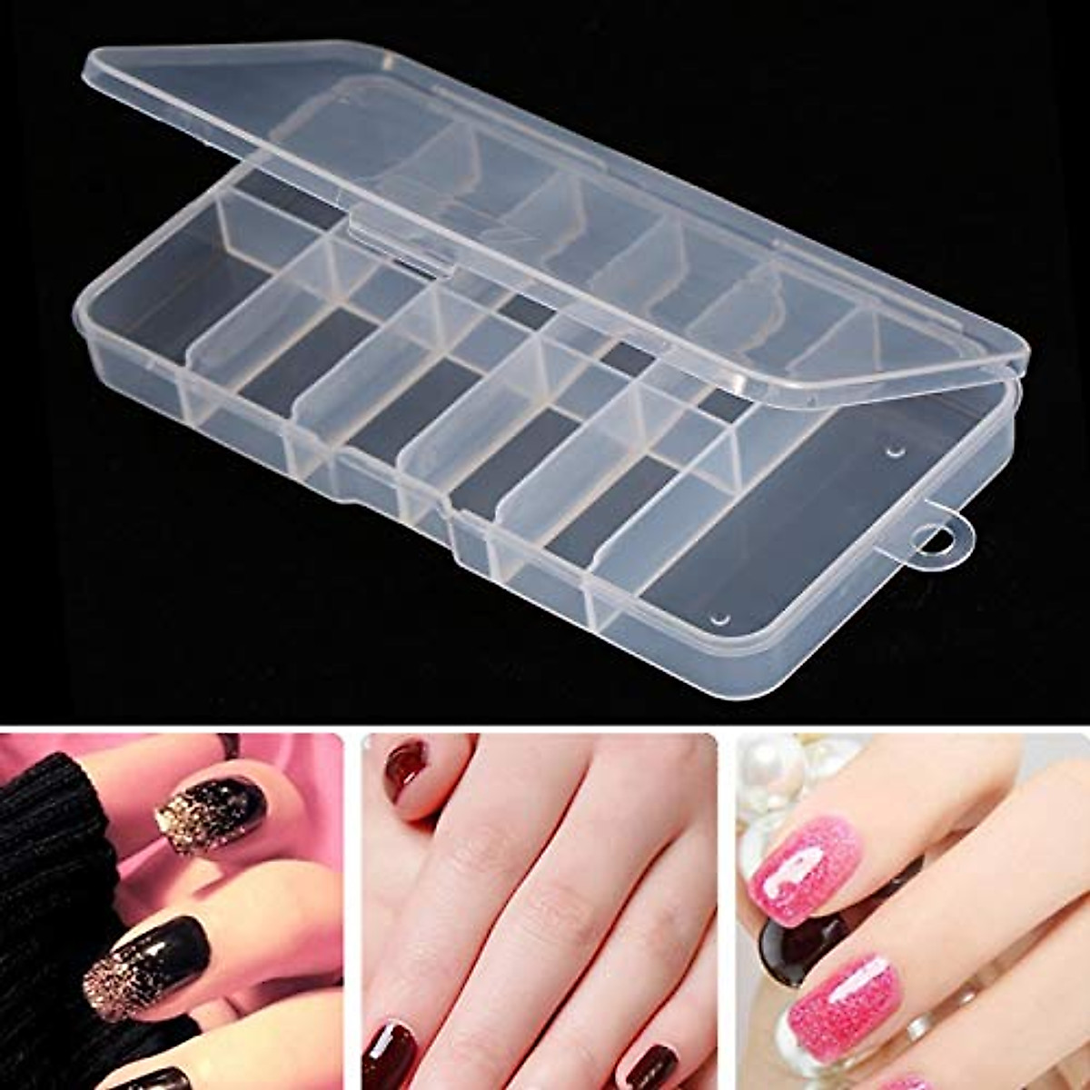 Nail Tip Box Plastic Nail Art Empty Storage Case Holder Container Box Tool for Home Nail Salon